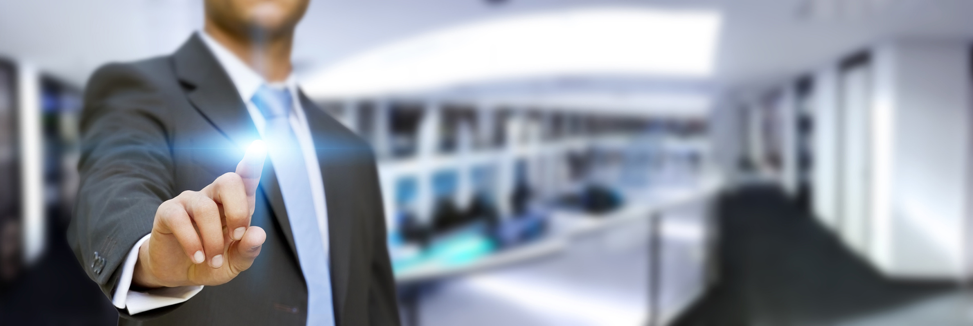 Businessman in his office using tactile interface - CAD Systemtechnik